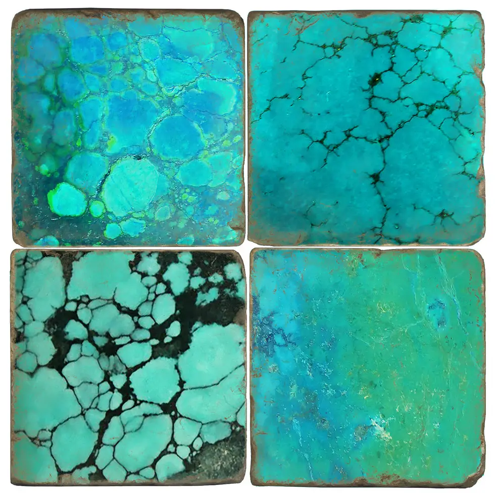 Turquoise - Tumbled Marble Coasters Set/4 — Tesoro